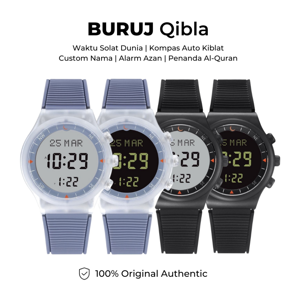 [ORIGINAL] BURUJ Qibla Jam Tangan Azan Jam Azan Digital Jam Waktu Solat ...