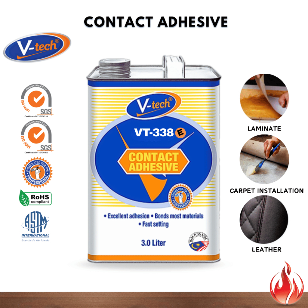 Vtech VT338e (3L) Contact Adhesive Glue Carpet/ Laminate Glue / Leather ...