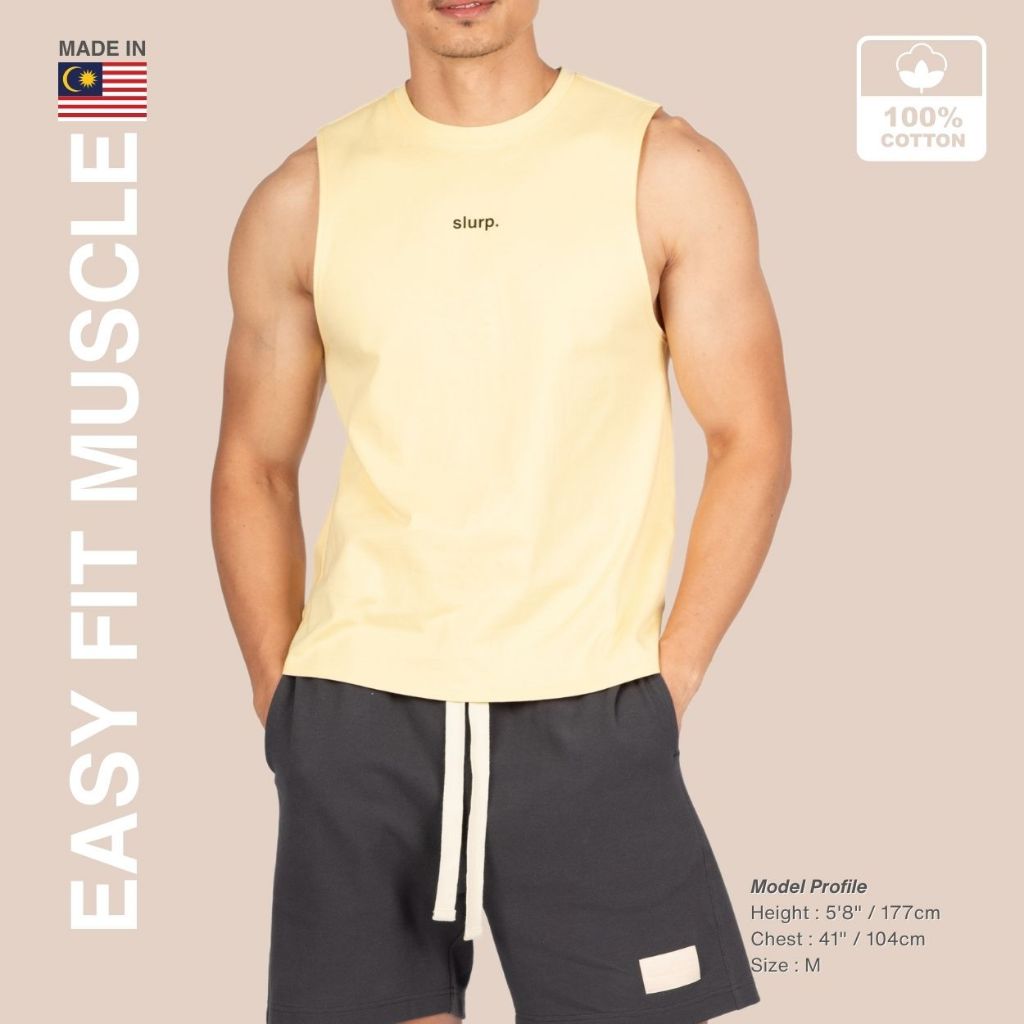 Private Structure Crew Neck Easy Fit Muscles Tee | Singlet - Popcorn Yellow [4717] | Shopee Malaysia