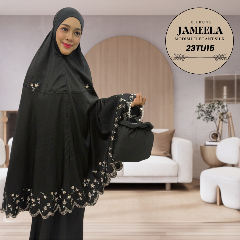 Telekung Sulam Lace Silk Free Mini Travel Bag material sejuk lembut ...