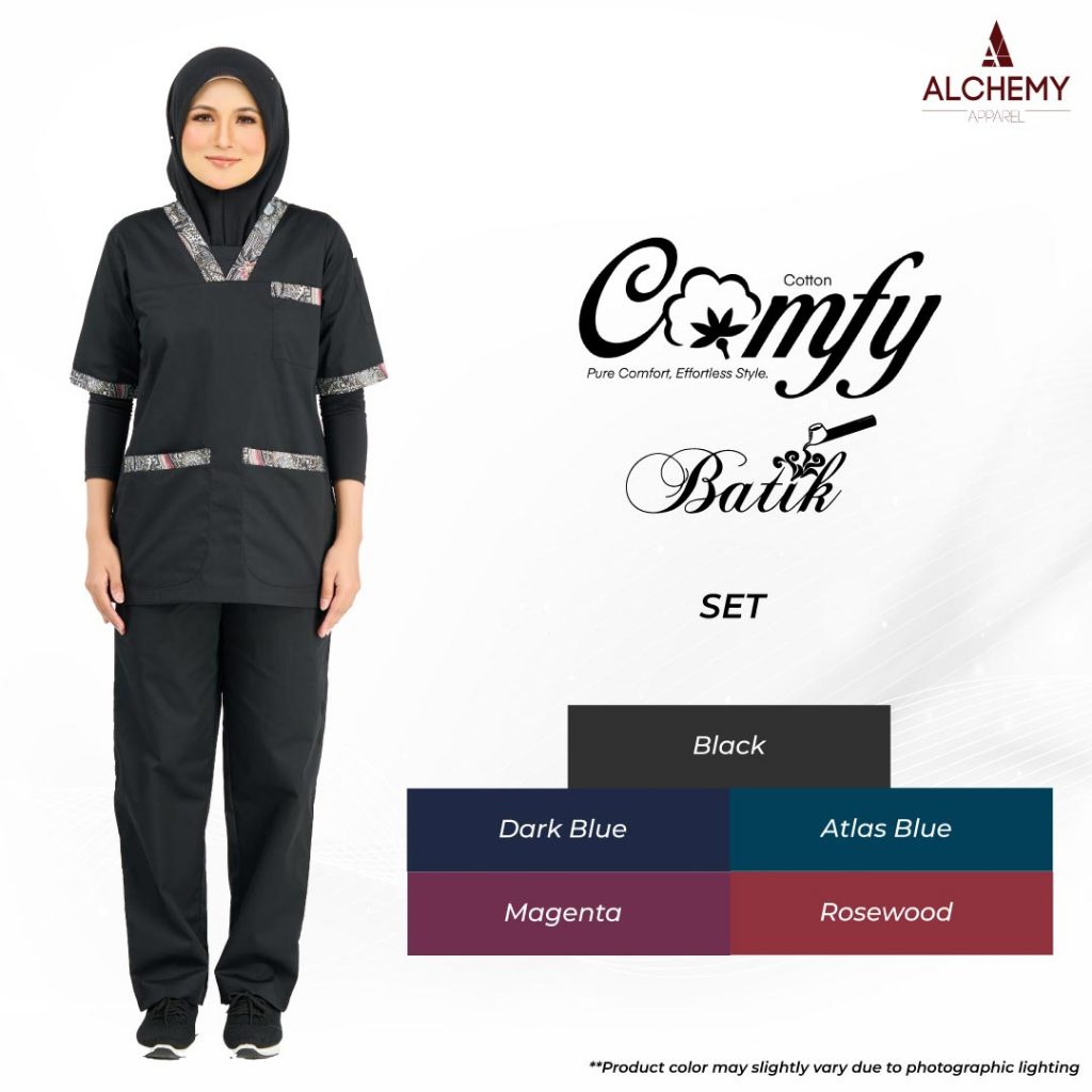 Set Women Batik Scrub Suit Comfy Cotton, Batik Spa Uniform, Batik Hotel ...