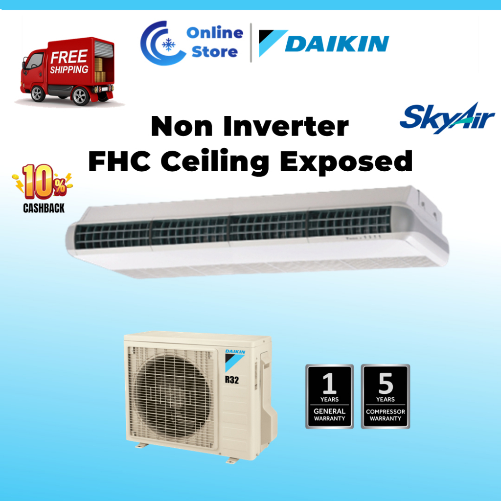 DAIKIN R32 Ceiling Exposed 2HP - 6HP Non Inverter / Inverter FHC60AV1M FHC85AV1M FHFC60A FHFC71A ...