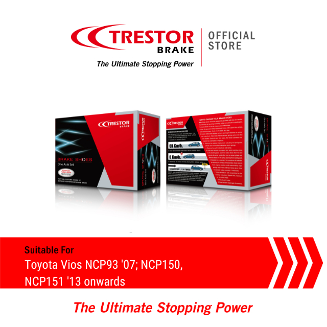 Trestor Rear Brake Shoes for Toyota Vios NCP93 '07; NCP150, NCP151 '13 ...