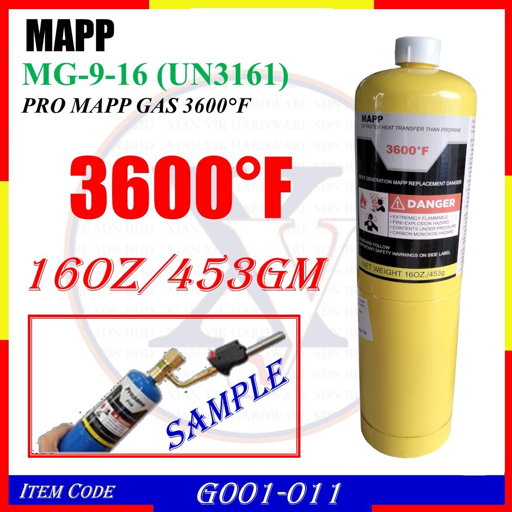 (16oz/453gm) PRO MAPP GAS 3600°F MODEL: MG-9-16 (UN3161) - G001-011 | Shopee Malaysia