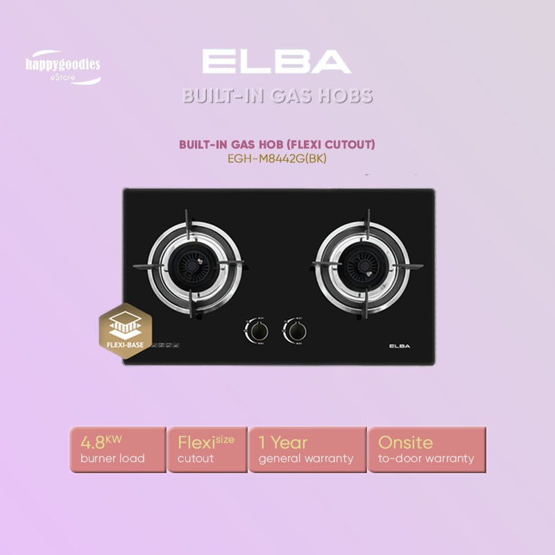 Elba Built-in Tempered Glass Flexi Size Gas Hob EGH-M8442G(BK) | Shopee ...