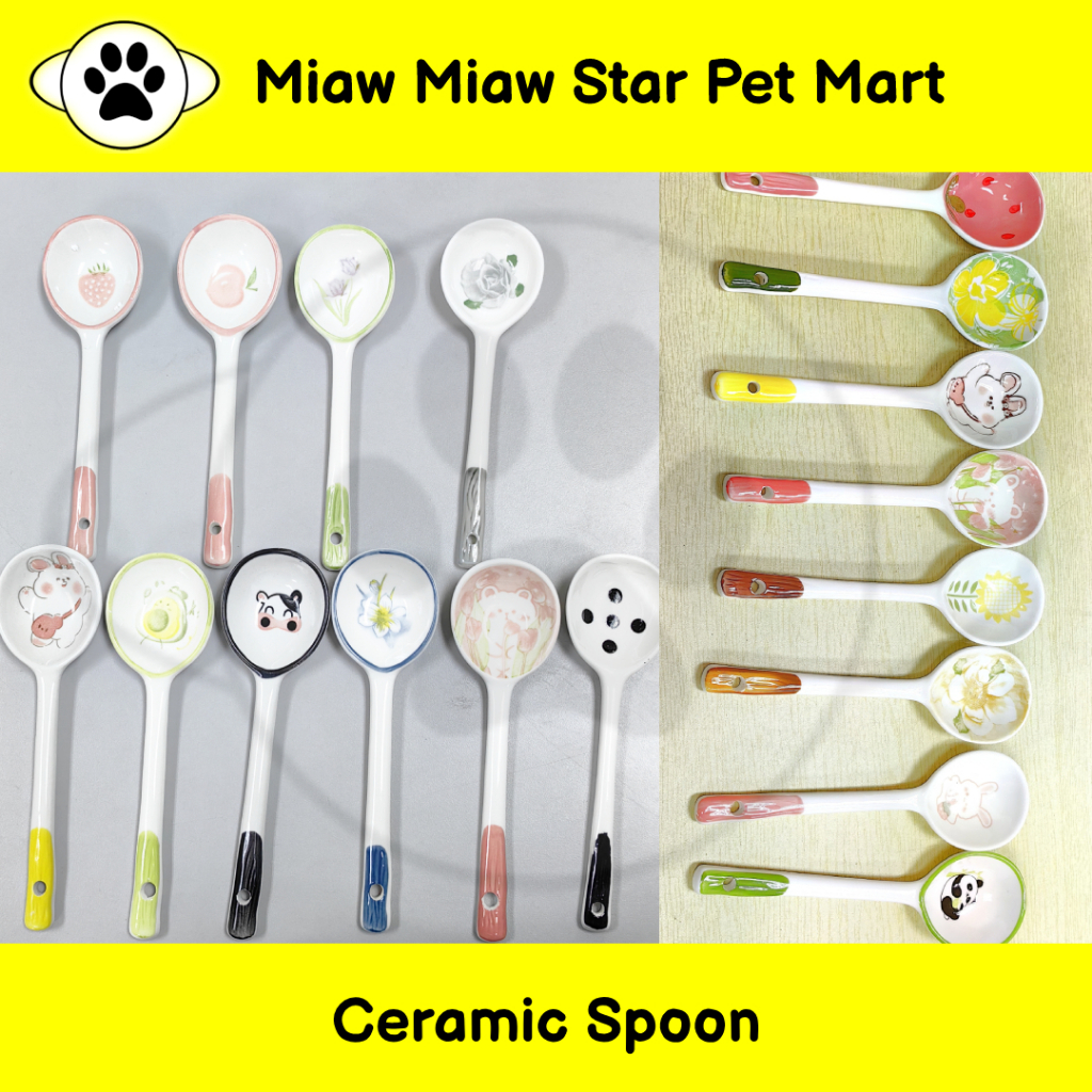 [RANDOM DESIGN]Ceramic Spoon Cute Spoon Soup Spoon Pet Wet Food Spoon ...