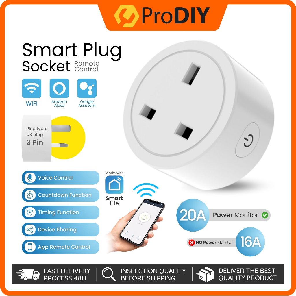 20A / 16A Smart Plug Power Socket Wifi Socket Timer Plug in Socket ...