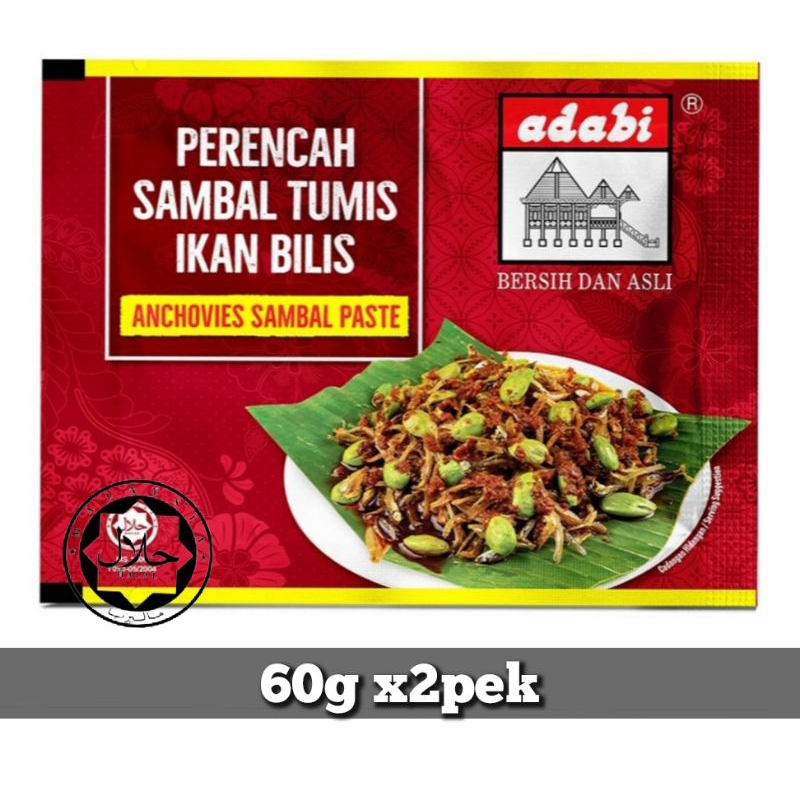 ADABI Halal ☑️ COmbo x2 Perencal Sambal Ikan Bilis 60g | Shopee Malaysia