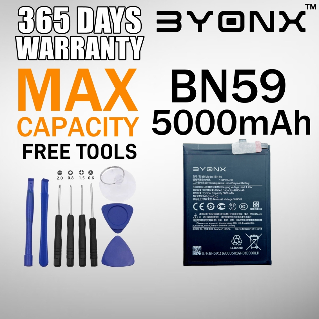 BYONX Battery Bateri BN59 Mi XiaoMi Battery for Xiaomi Redmi Note 10 4G ...