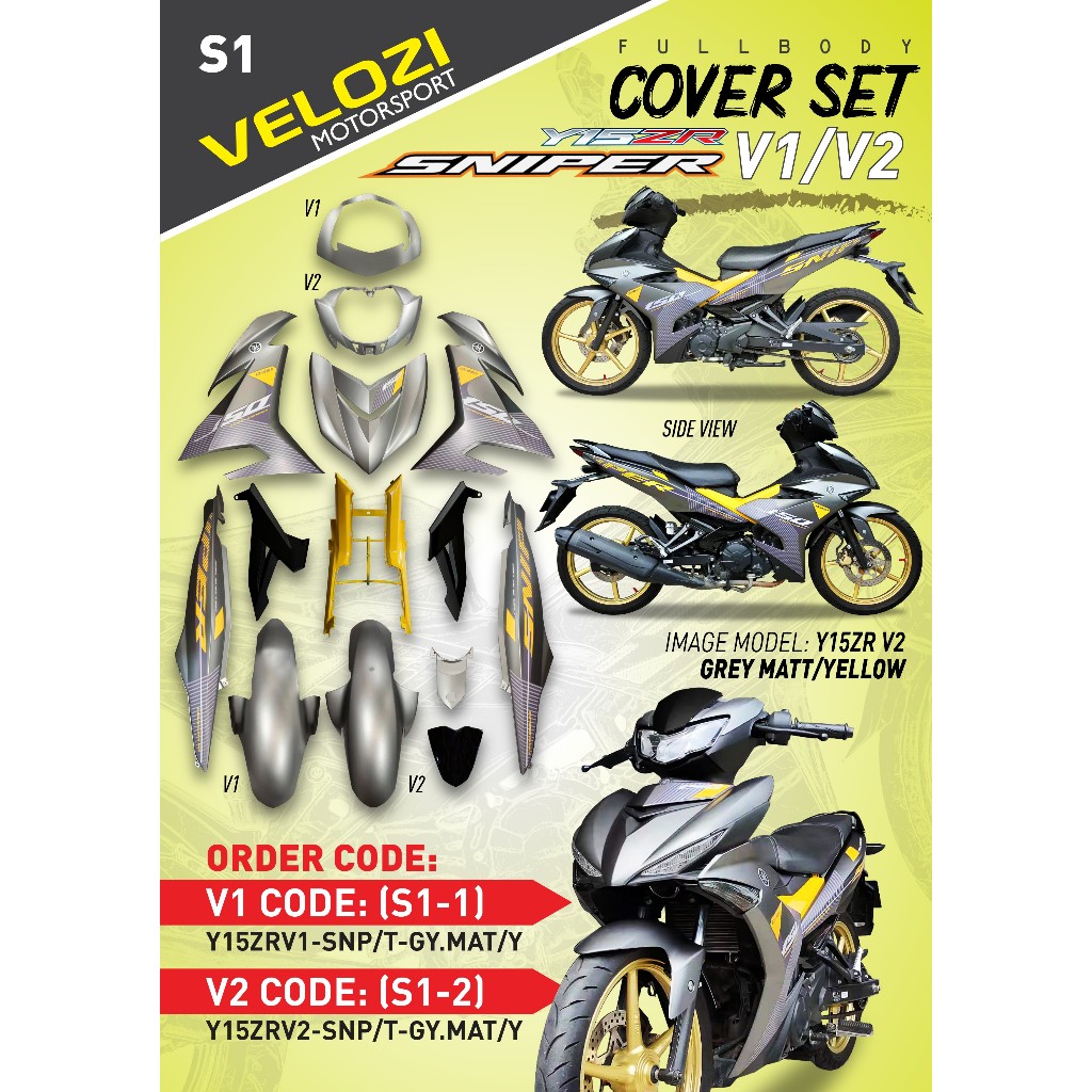 YAMAHA Y15 V1 /Y15 V2 BODY COVER SET VELOZI SNIPER / SNIPER MX COVER ...