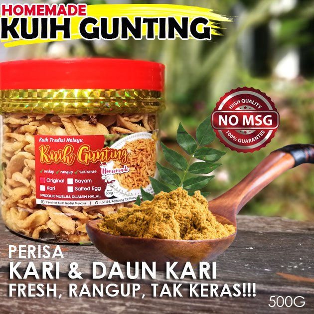 🔥HOMEMADE KAMPUNG 100%🔥 kuih gunting rempah kari digoreng dengan daun ...