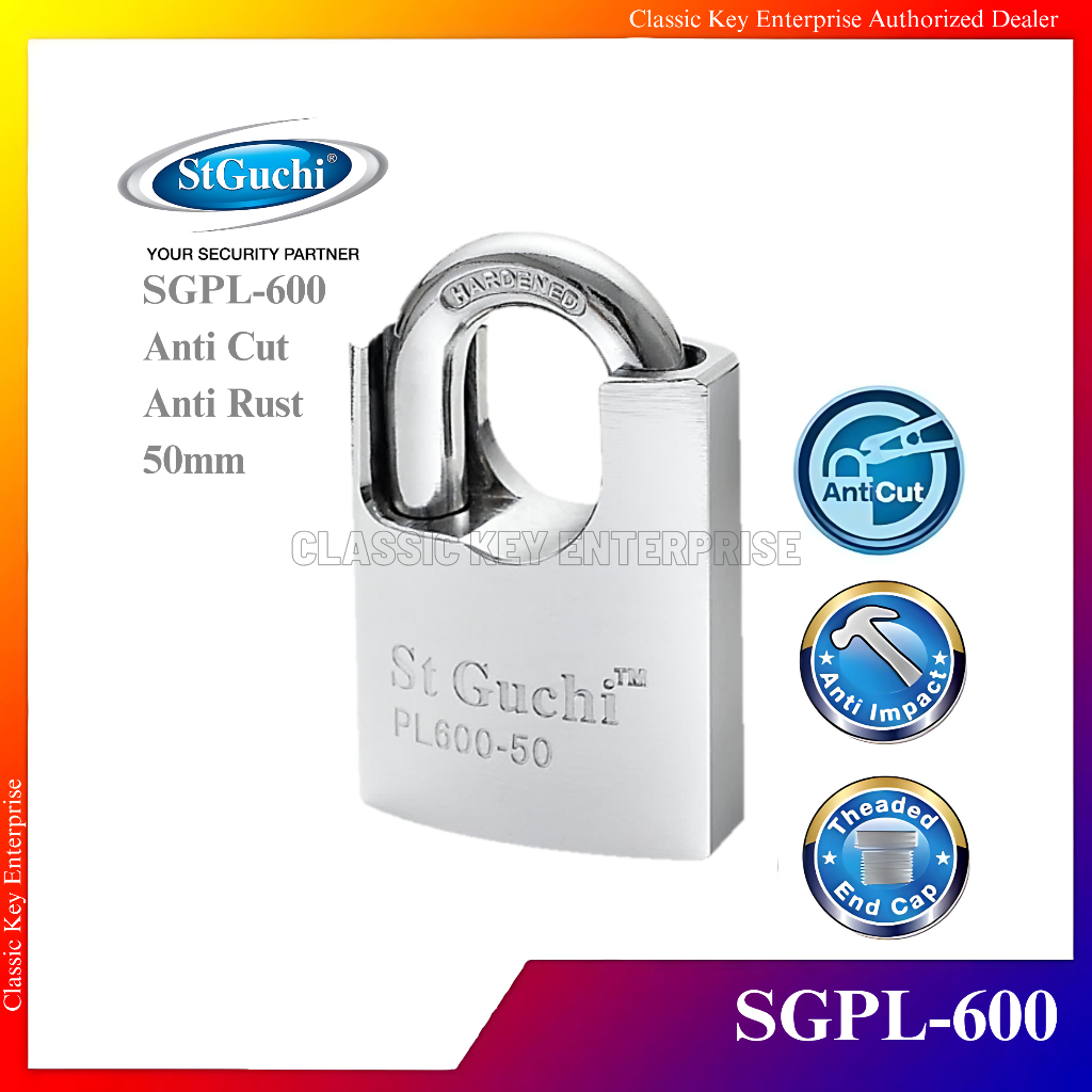 St Guchi Padlock SGPL-600 Security Guarded Anti Cut (Size 50mm ...