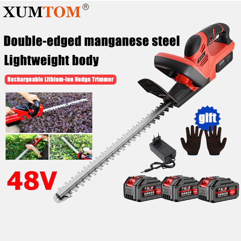 XUMTOM Cordless Shrub Hedge Trimmer Machine Garden Pruning Shear ...