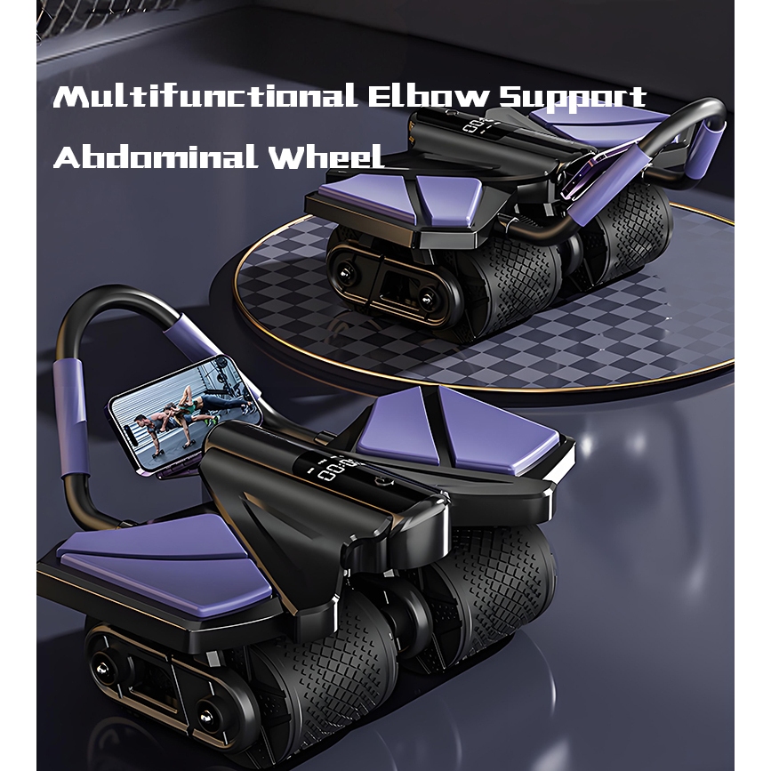 FUYOGI Abs Roller Elbow Support 4 Wheel LCD Timer Calorie Count ...