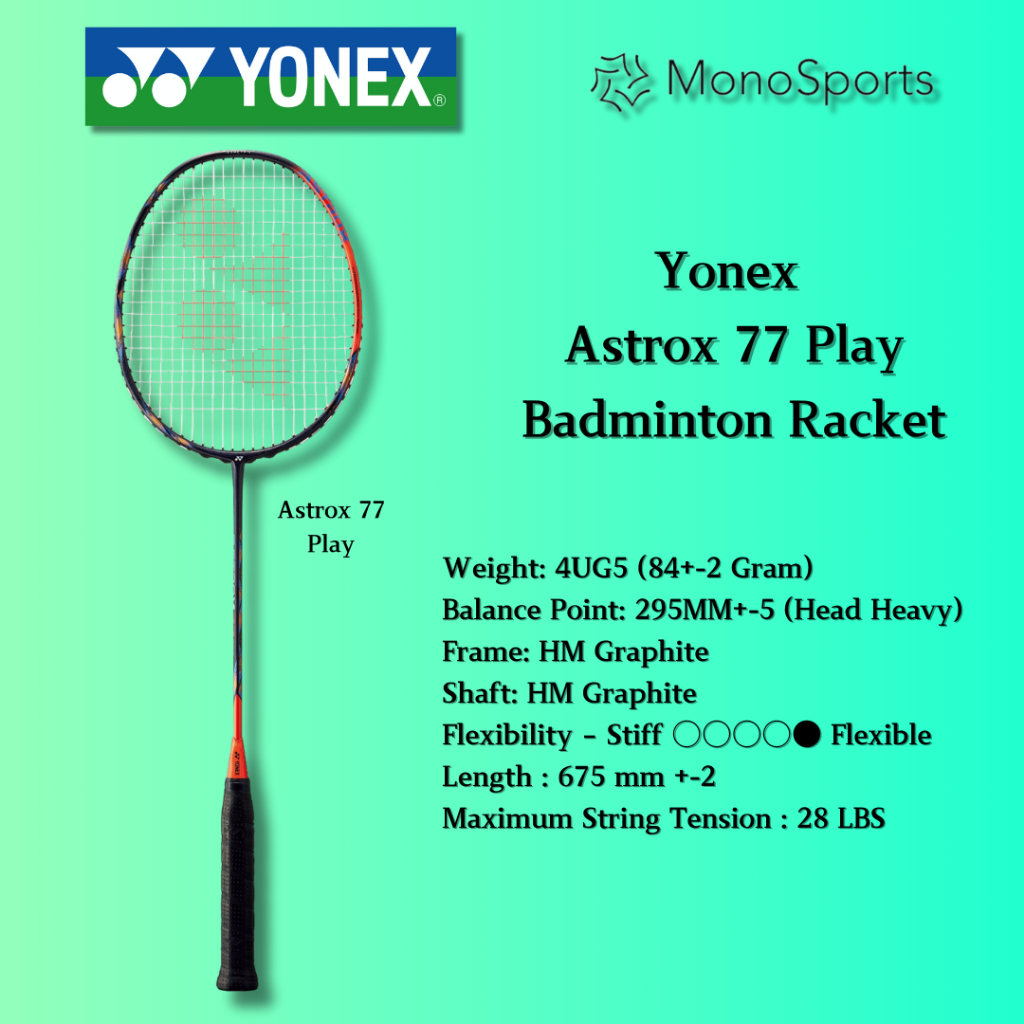 Monosports Yonex Astrox 77 Play Head Heavy Badminton Racket | Shopee ...