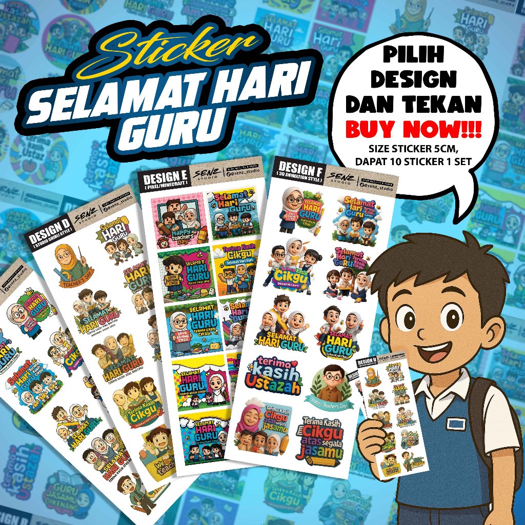 STICKER HARI GURU 2025 Happy Teacher's Day Stiker Ustaz Ustazah Stiker ...