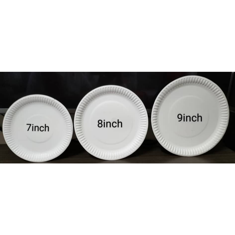 (20's) 6" / 7"/ 8" / 9" White Plain Paper Plate / Disposable Paper ...