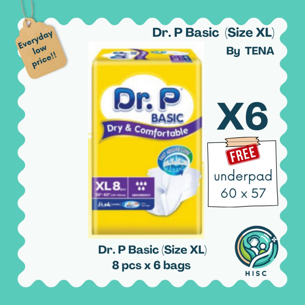 Tena Dr P Basic Tape size XL 6pack FREE Underpad large 60x57 1sheet ...