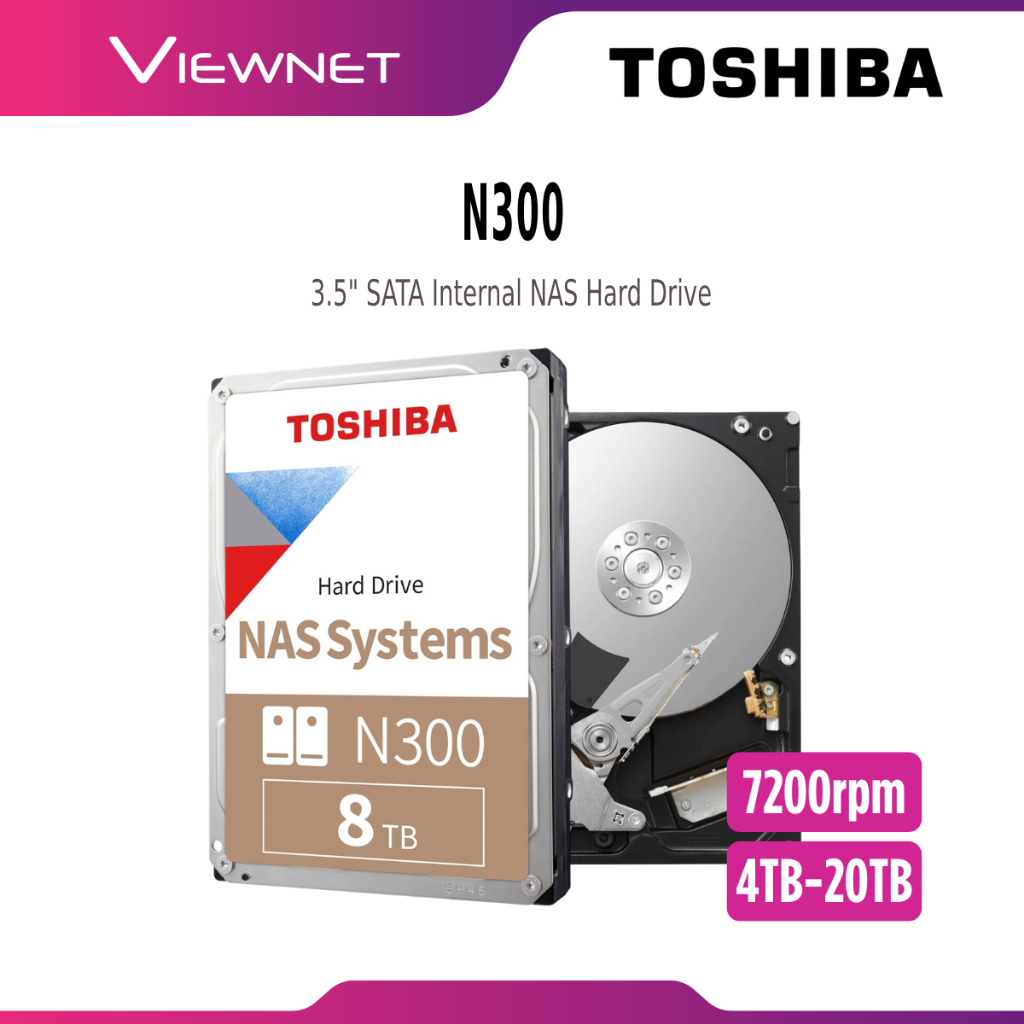TOSHIBA N300 3.5" INT HDD NAS SATA INTERNAL DESKTOP PC HARD DRIVE HARD DISK WITH 7,200RPM ...