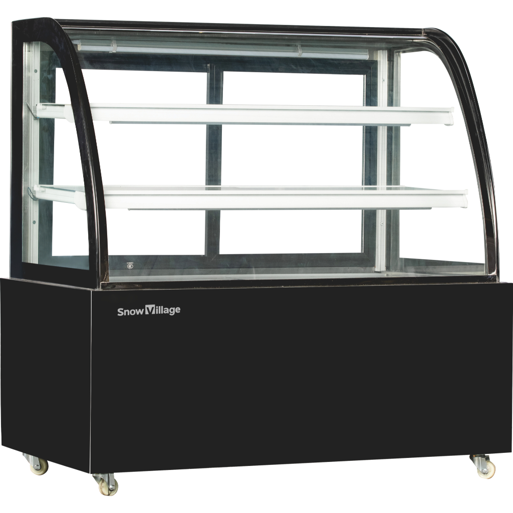 SnowVillage 2-Layer Cake Display Cabinet DG-1500FY| Round Corner Black ...