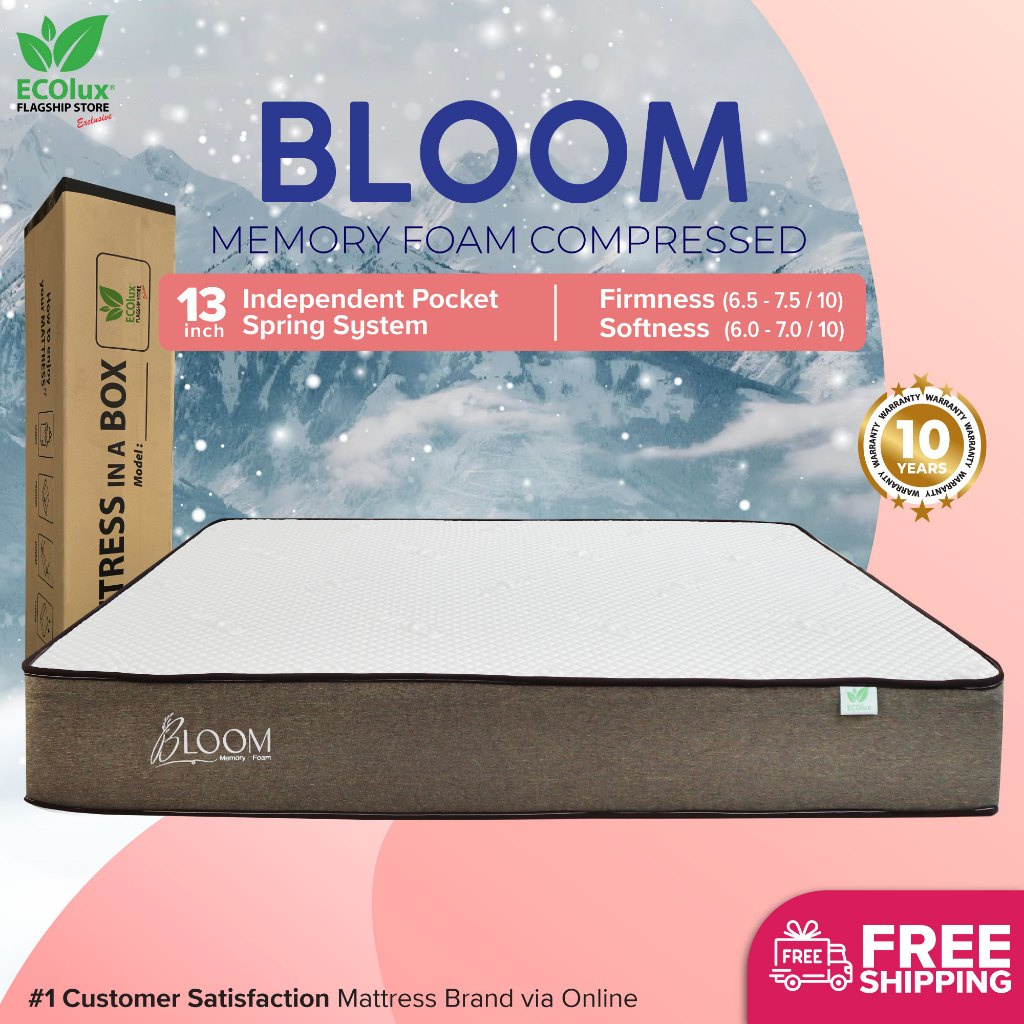 Ecolux Bloom Ice Silk Fabric Compressed Memory Foam Mattress (10 ...