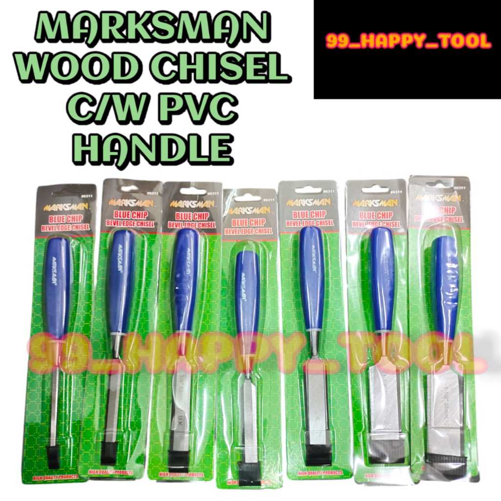 MARKSMAN WOOD CHISEL C/W PVC HANDLE [ 1/4", 3/8", 1/2", 5/8", 3/4", 1 ...
