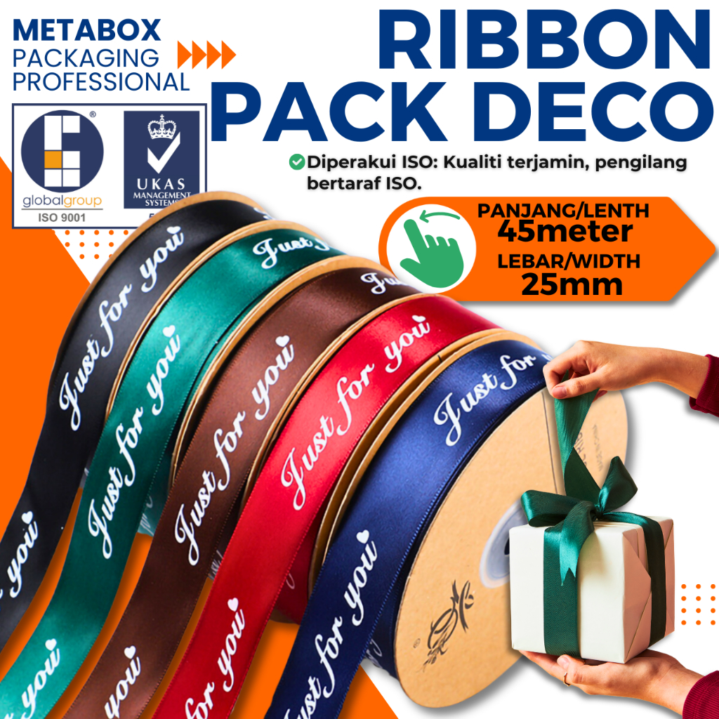 25mm Satin Ribbon Wrapping Ribbon Decorative Ribbon Riben Hadiah Reben ...