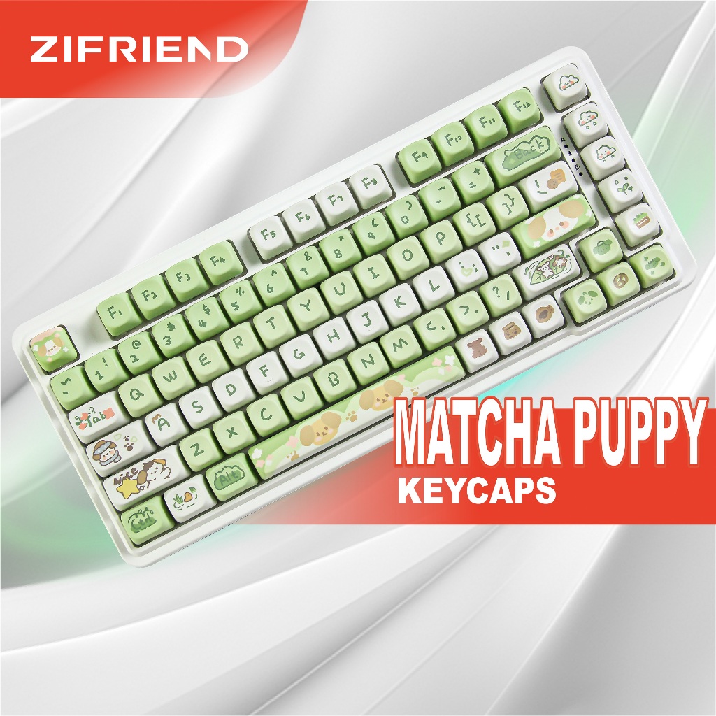 ZIFRIEND Matcha Puppy Keycaps PBT Dye-sublimated MOA Height 95 Keys ...