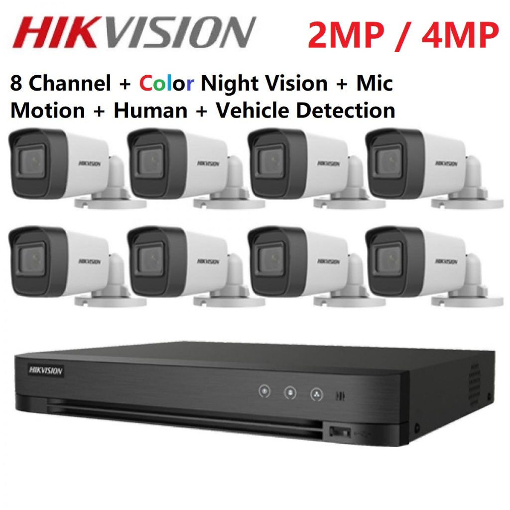 8 Channel Hikvision Color Night Vision POE CCTV System - 2MP / 4MP ...