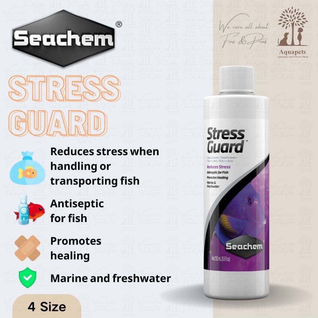 Seachem StressGuard 50/100ML/250ML/500ML | Fish Stress Reducer & Wound ...