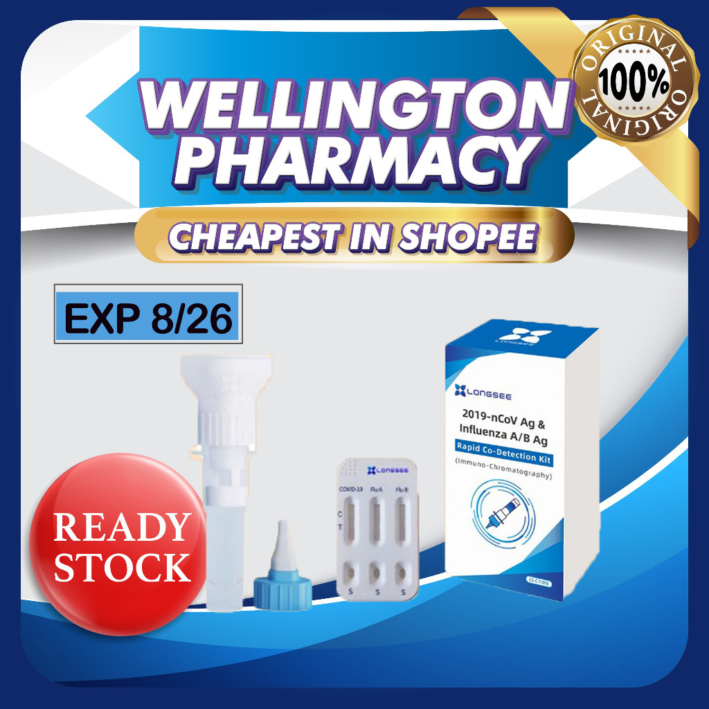 EXP8/26 [COVID + INFLUENZA A+B] LONGSEE 3in1 COVID 19 Saliva Home Self ...