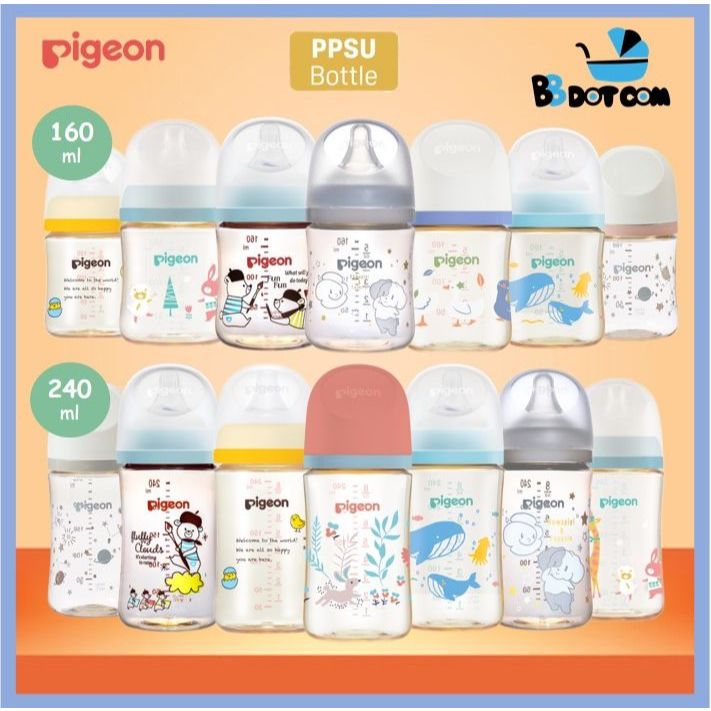 Pigeon Wide Neck SoftTouch PPSU Peristaltic Plus Newborn Infant Baby Bottle 160ml / 240ml ...
