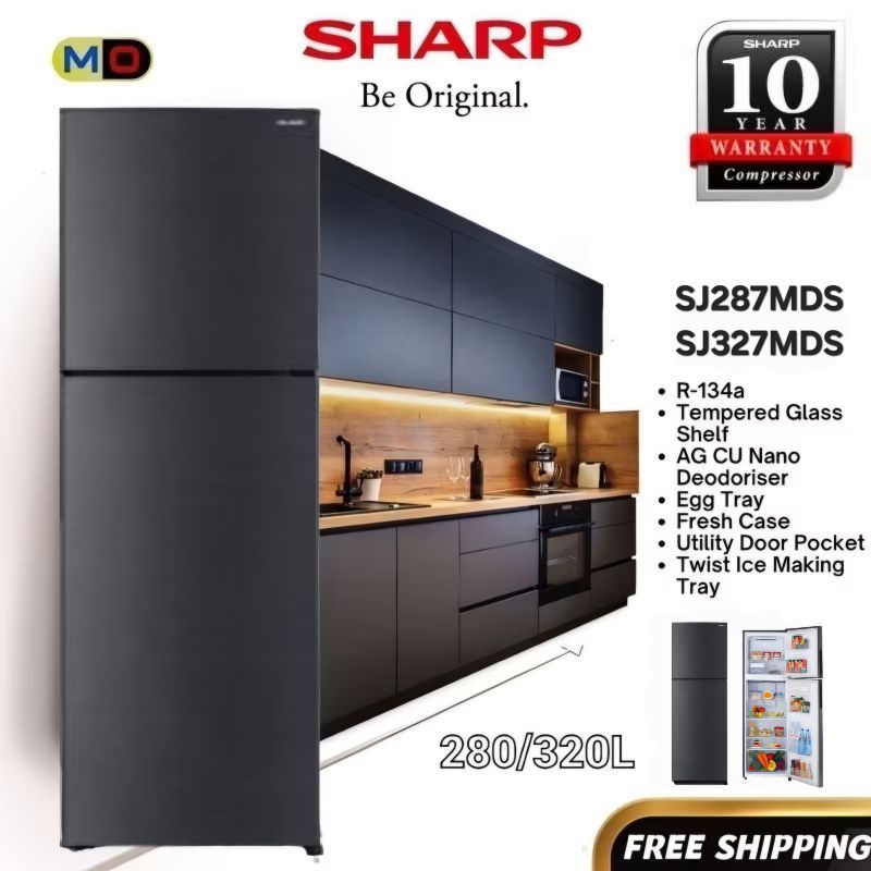[ FREE SHIPPING ] SHARP 280L/320L Non Inverter Smile Refrigerator Peti ...