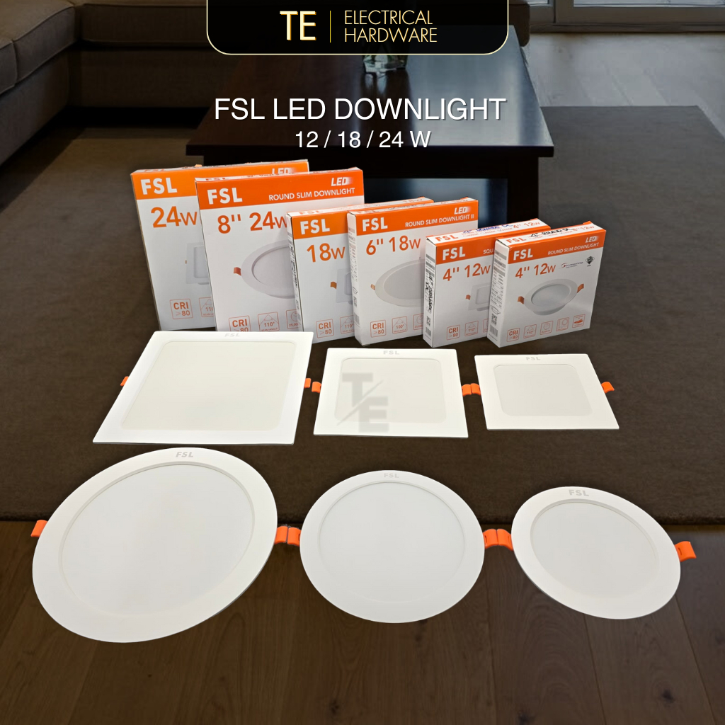 FSL 4" 12W / 6" 18W / 8" 24W LED DOWNLIGHT ROUND / SQUARE PANEL LAMP SIRIM BULAT SEGI EMPAT ...