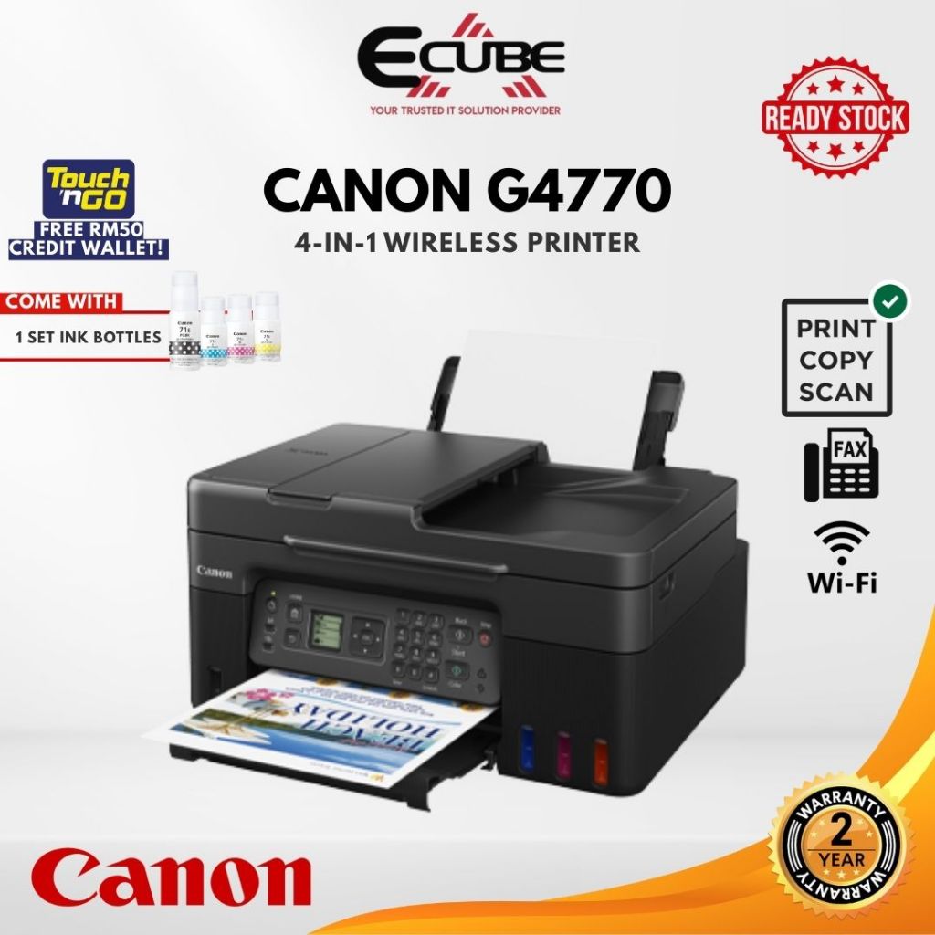 Canon PIXMA G4770 4-in-1 Wireless Refillable Ink Tank Printer (Print ...