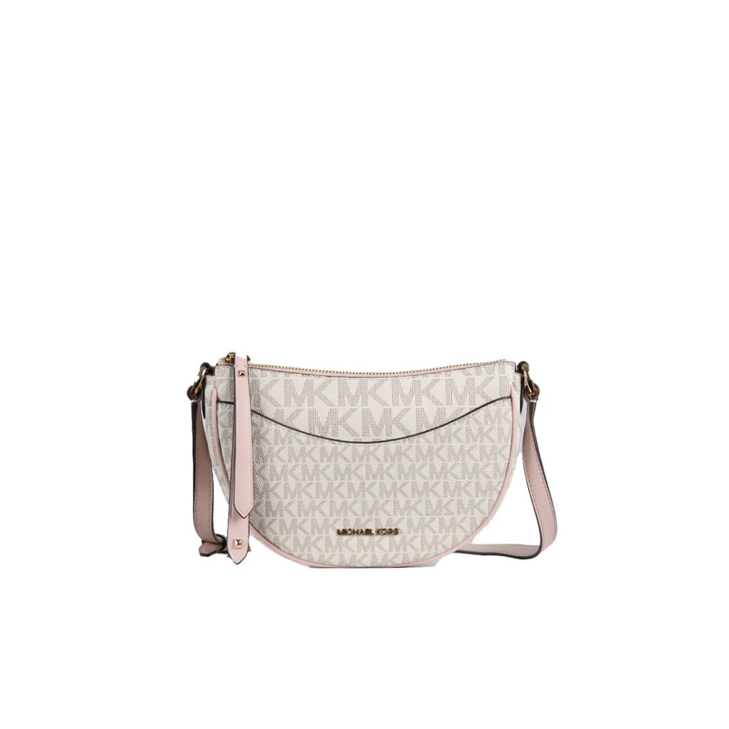 Michael Kors Dover Small Half Moon Crossbody In Signature Vanilla ...