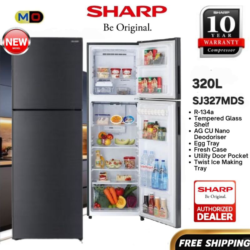 FREE SHIPPING NEW SHARP 2Door Refrigerator SJ327MDS AG+ Nano-Deodorizer ...