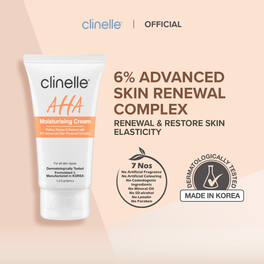 Clinelle AHA Moisturising Cream 40ML(Exp: Aug 2026) - Maintain Moisture ...