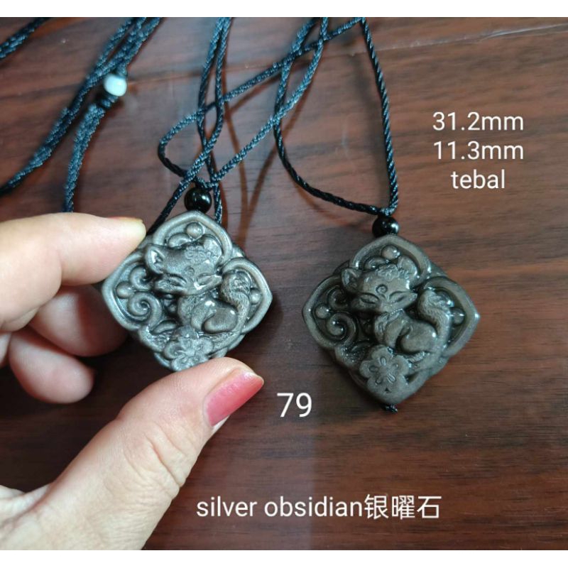 silver obsidian nine tail fox pendant银曜石九尾狐吊坠 | Shopee Malaysia