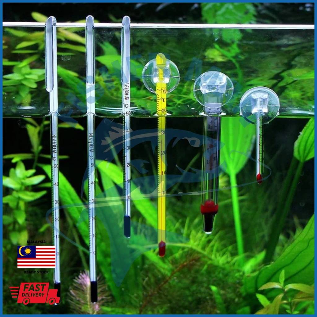 Small Aquarium Floating Water Thermometer With Suction Cup Suhu Tank ...