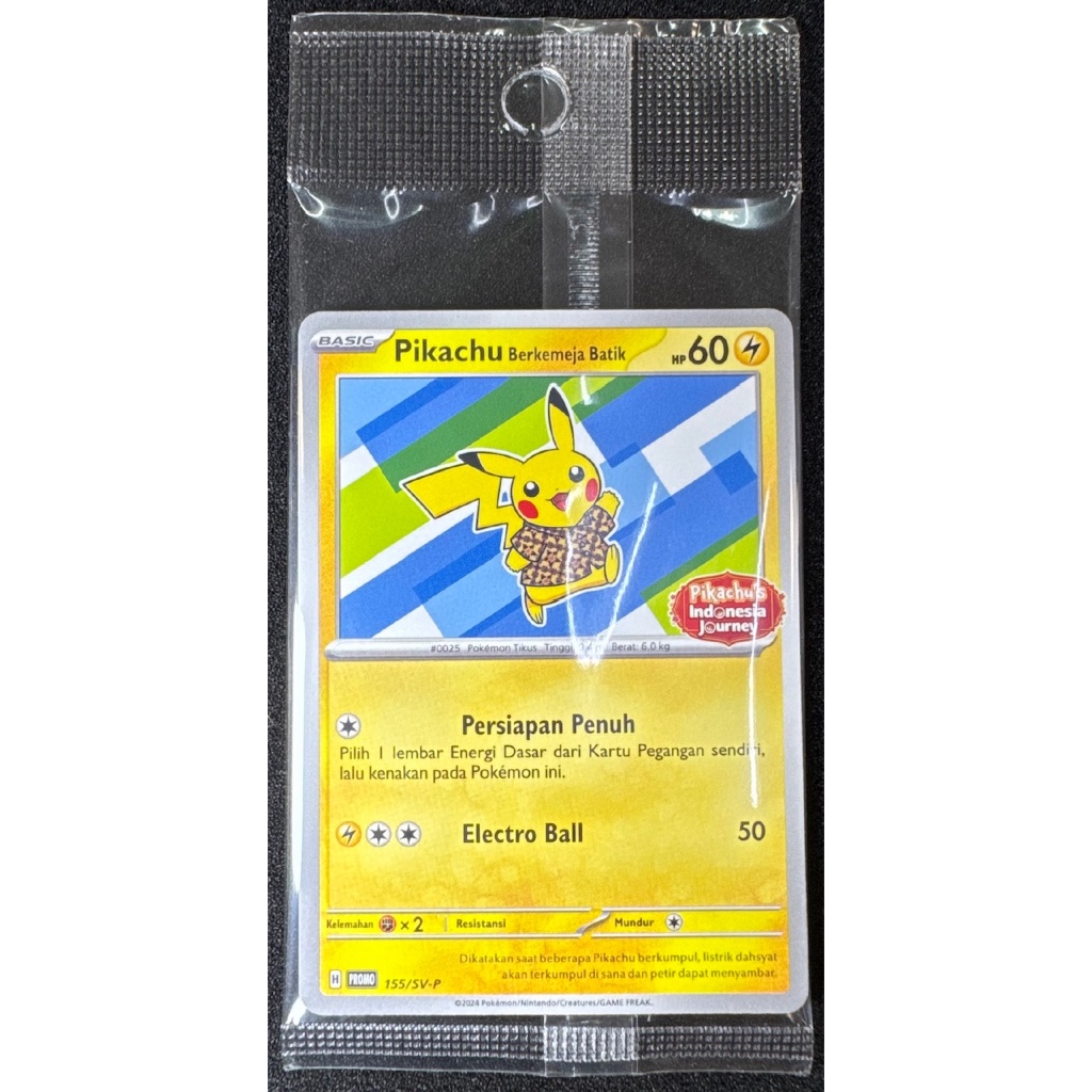 [SEALED] 2024 Pokemon Sv-P Promo 155 Pikachu In Batik Shirt Pikachu's Indonesian Journey ...