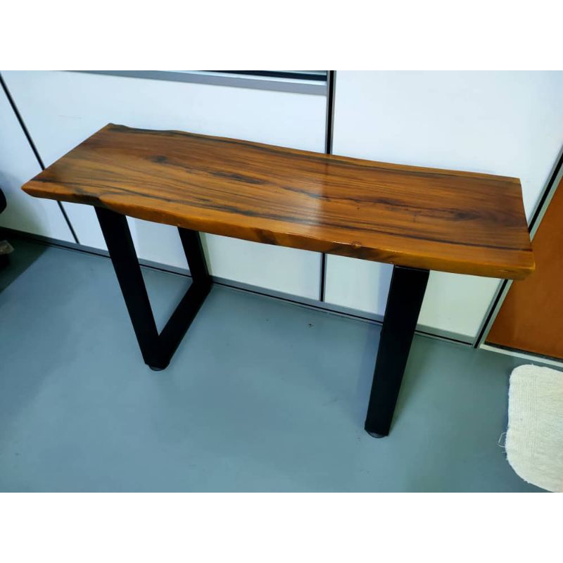 Wood Slab Console Table 150 x 40 x 5 CM (Include Custom Steel Leg ...