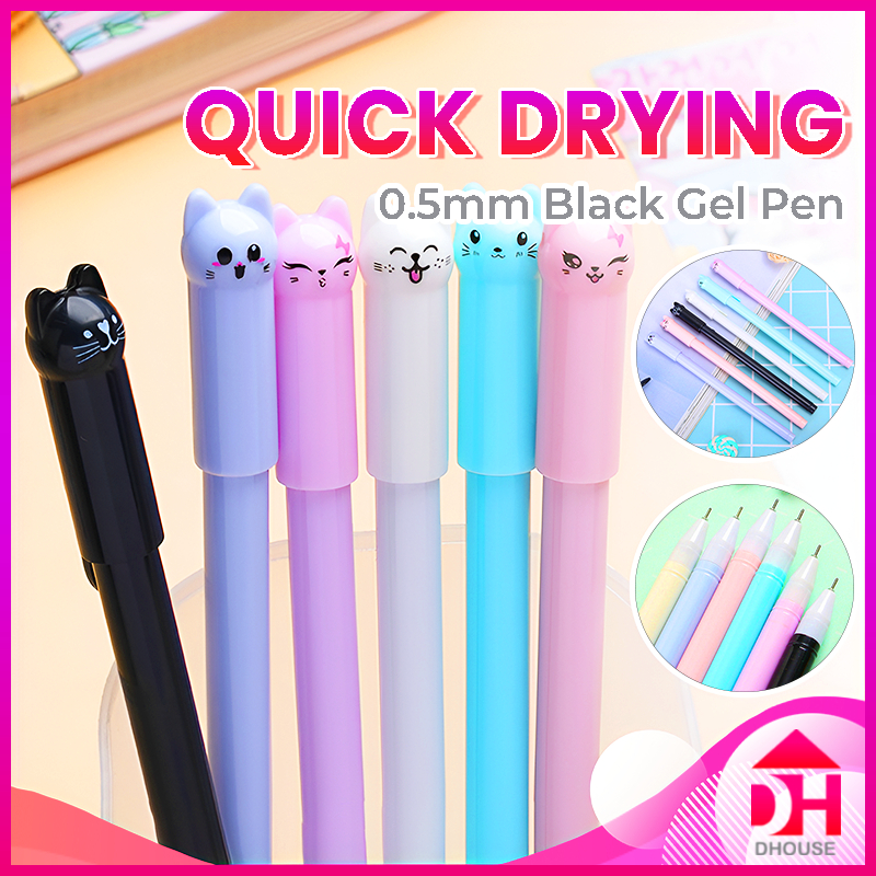 0.5mm Black Gel Ink Pen Cute Kawaii Tail Meow Cat Ball Point Quick Dry ...
