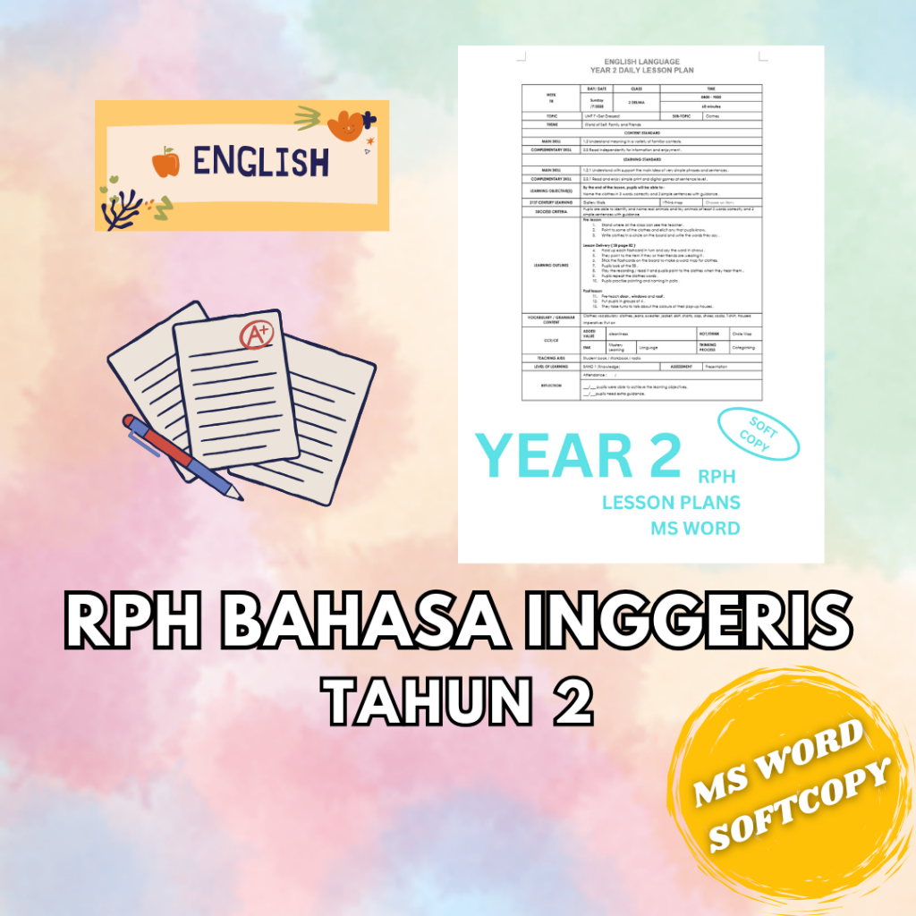 RPH / Lesson Plan Bahasa Inggeris Tahun 2 2025/2026 Lengkap Untuk Setahun | Shopee Malaysia
