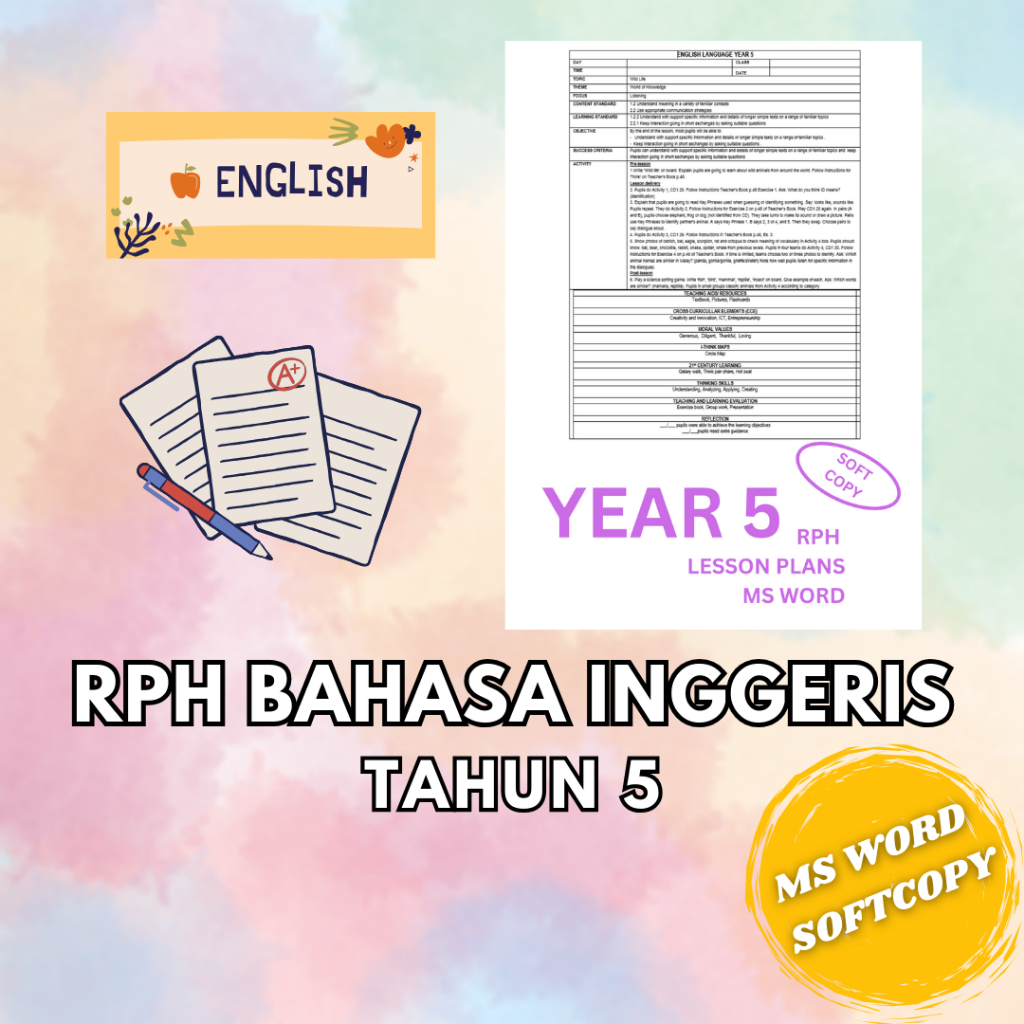 Rph Lesson Plan Bahasa Inggeris Tahun 5 2026 Lengkap Untuk Setahun