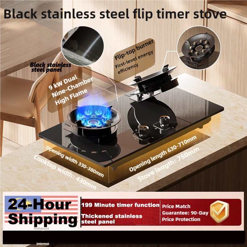 Flip up gas stove Double Burner Gas Stove Steel Glass Cooker Desktop ...