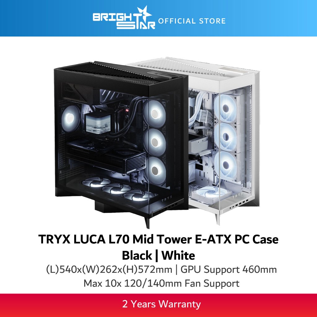 TRYX LUCA L70 Mid Tower E-ATX PC Case - Black/White | Shopee Malaysia