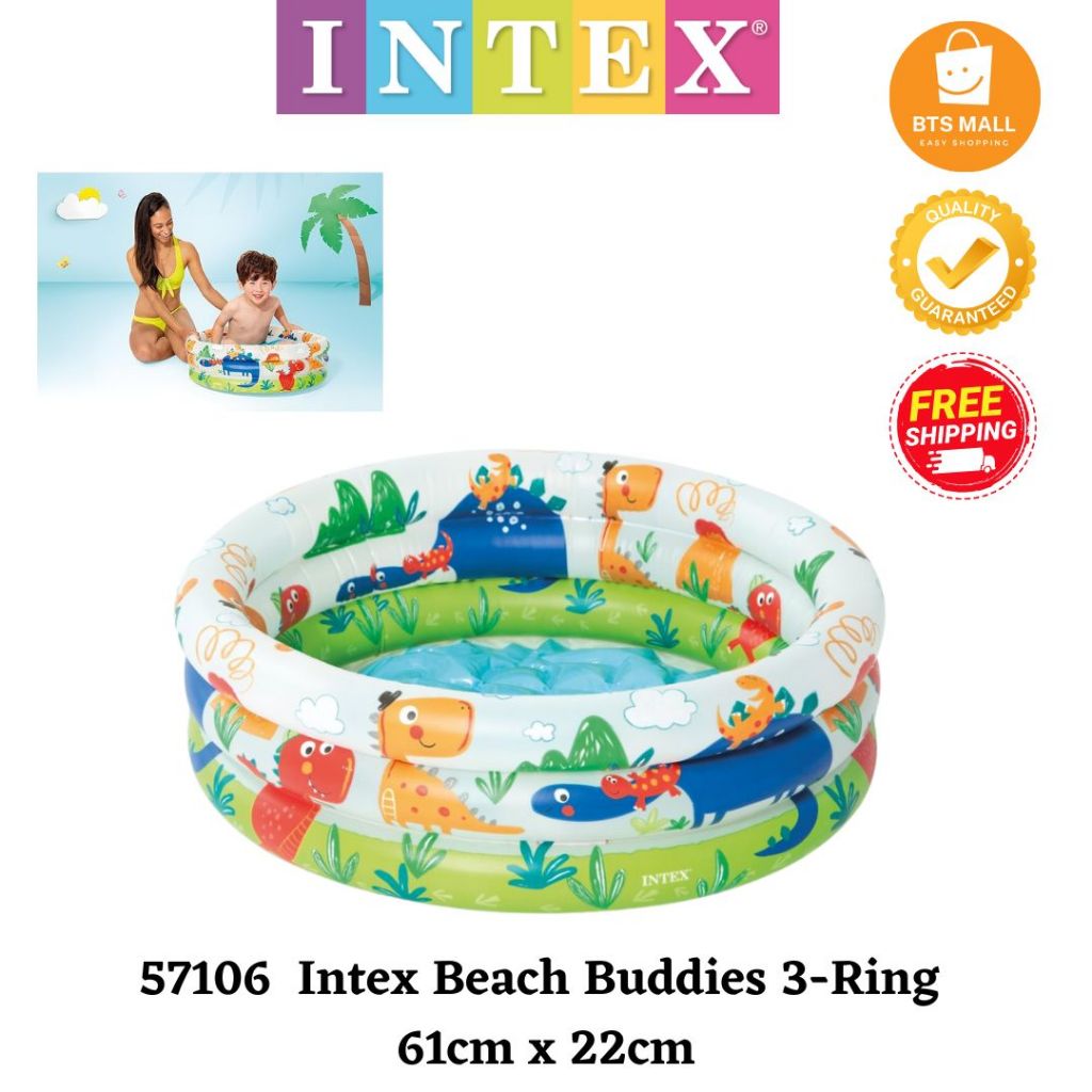 57106 Beach Buddies 3-Ring Inflatable Kiddie Pool / Kolam Kecil / Kolam ...