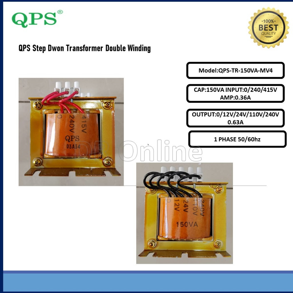 QPS Step Down transformer 150VA Input:240V/415V- Output:0/12V/24V/110V ...
