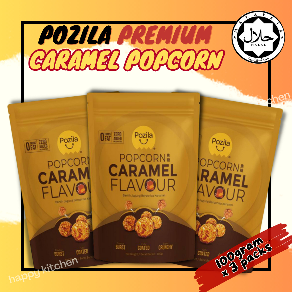 Pozila popcorn Premium popcorn Caramel popcorn - 3 packs x 100gram ...